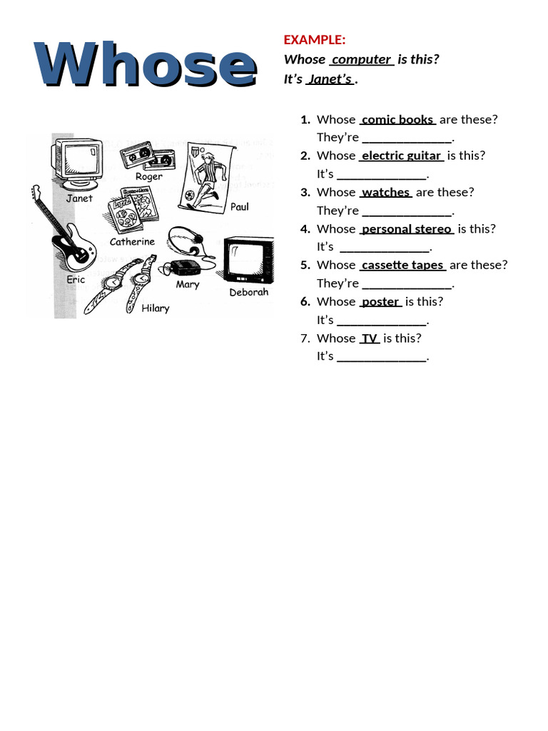 Whose Grammar Activities | PDF