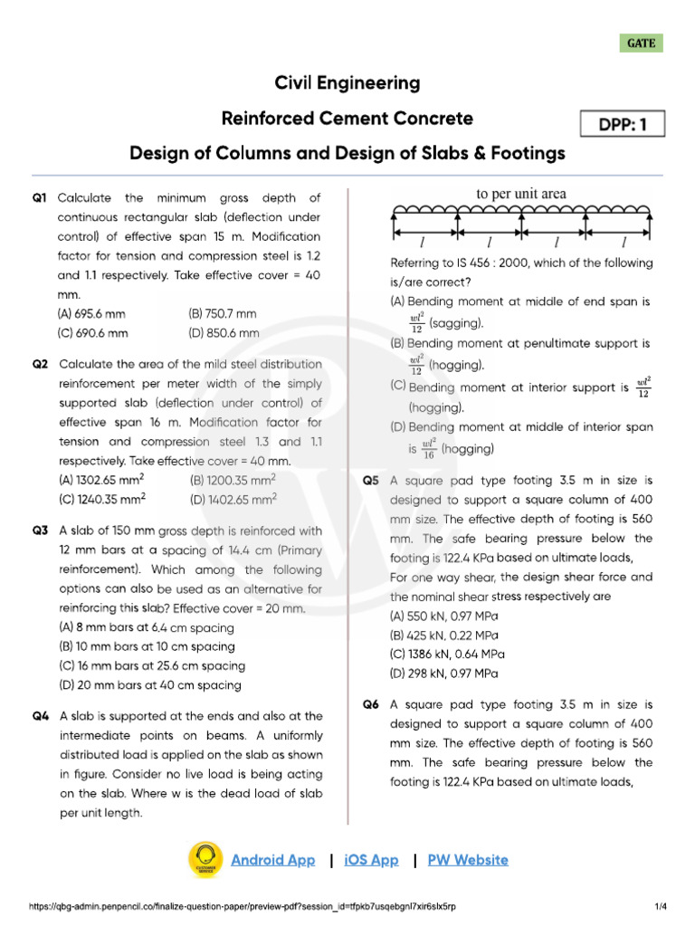 Design of Columns and Design of Slabs & Footings - DPP 01 (By Shobhit ...