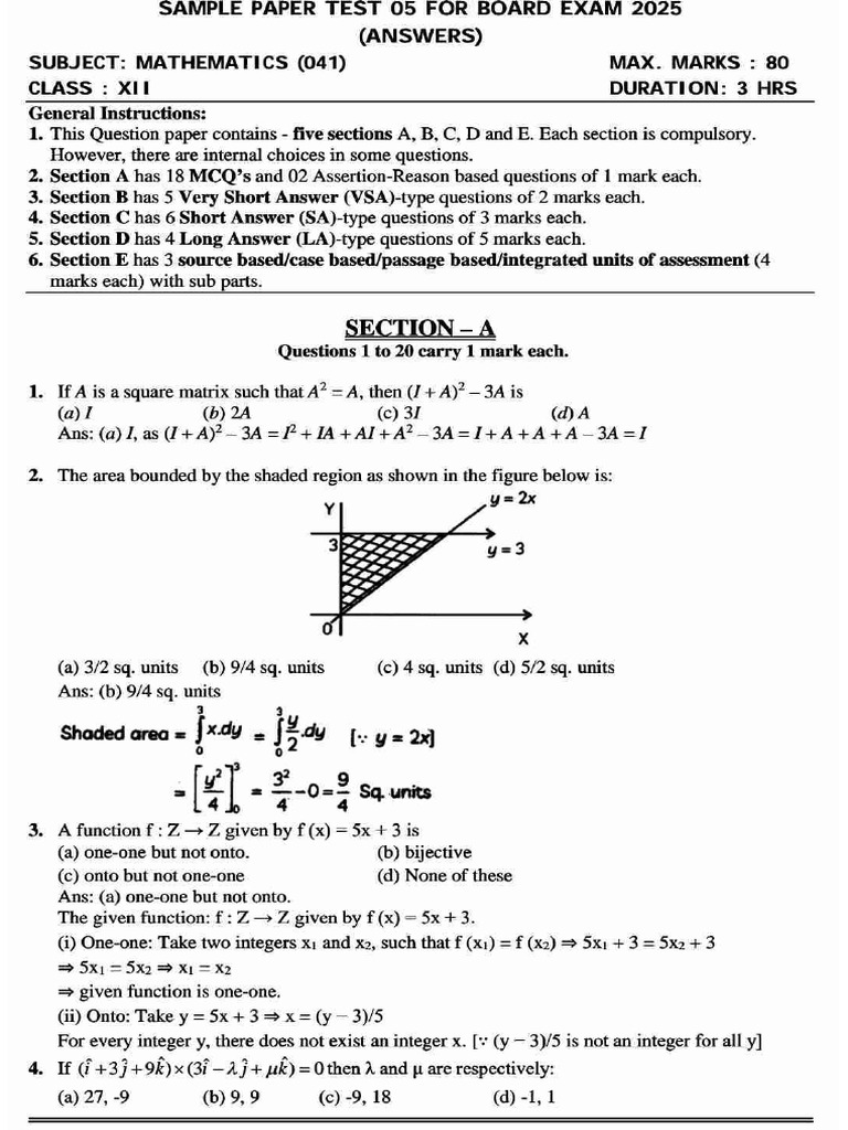 12th Maths Paper-5 Answer Key | PDF