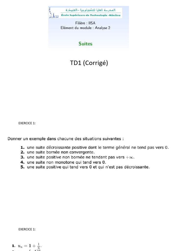 Corrigé de Suite Numérique | PDF