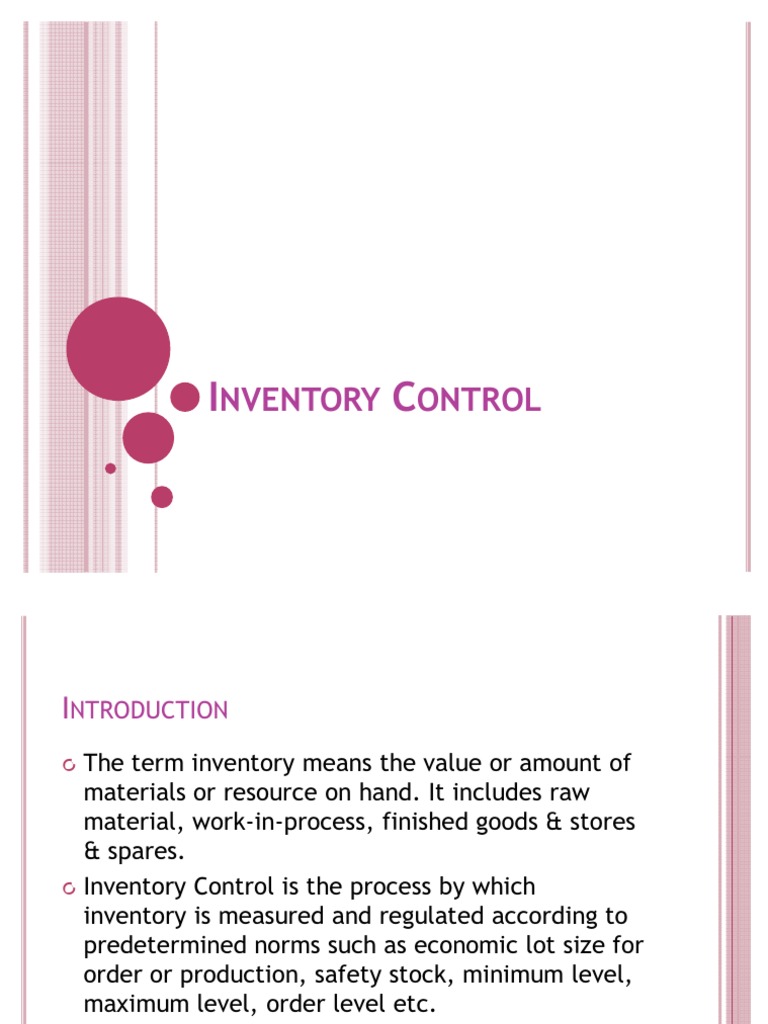 Inventory Control | PDF | Inventory | Industries