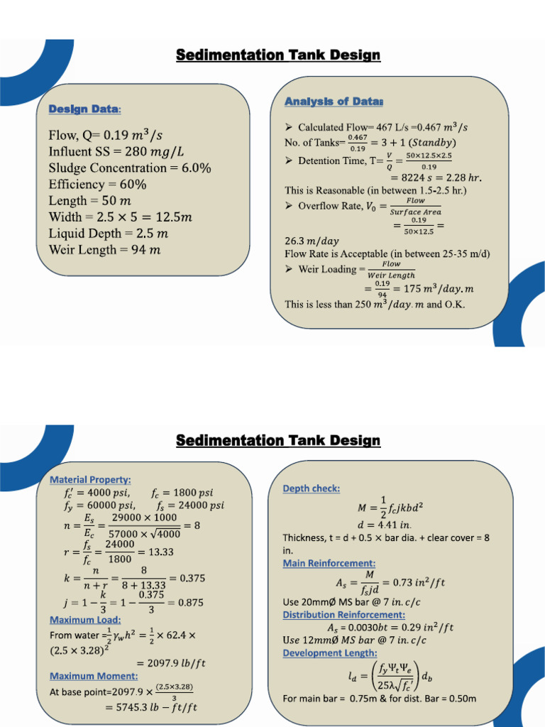 Sedimentation Tank design | PDF