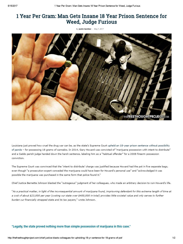 Louisiana's 18-Year Sentence for 18g Weed | PDF | Cannabis (Drug ...