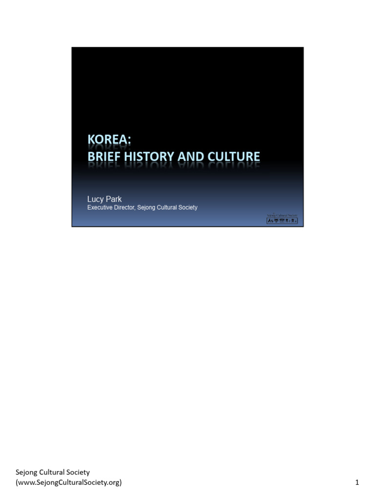 Korean History Culture Overview 2020 | PDF | Korea | South Korea