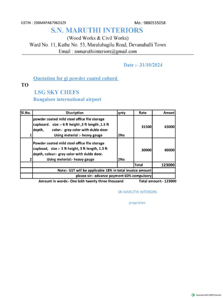 quotation for gi powder coated cubord(1) | PDF
