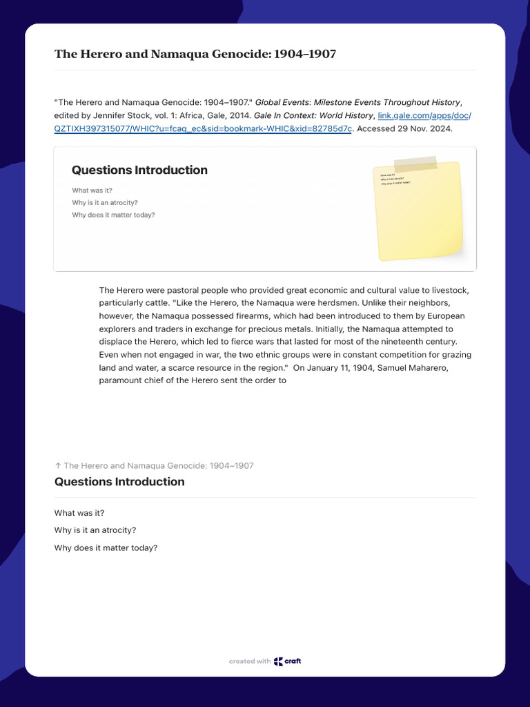 The Herero and Namaqua Genocide: 1904-1907 | PDF