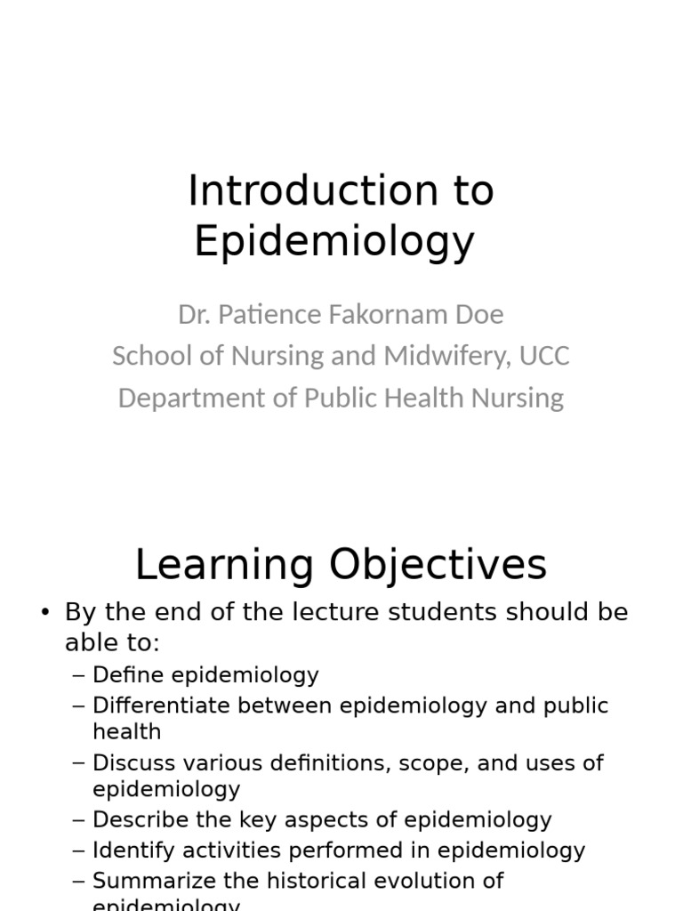 Intro To Epidemiology - 120824 | PDF | Epidemiology | Public Health