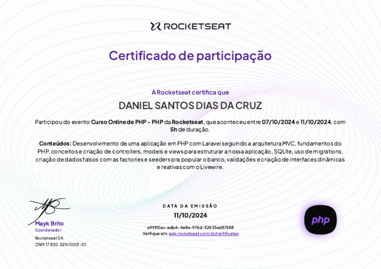Certificate - PHP | PDF