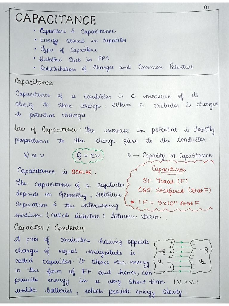 Capacitance Formula Sheet | PDF