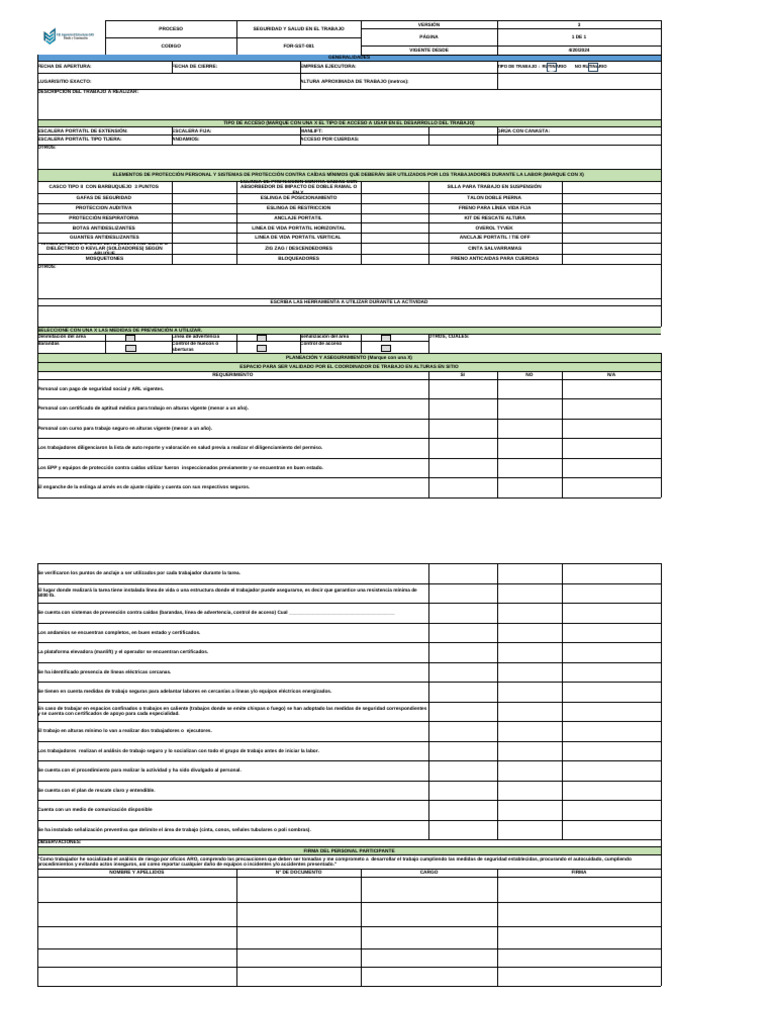 Permiso de Altura | PDF | Riesgo