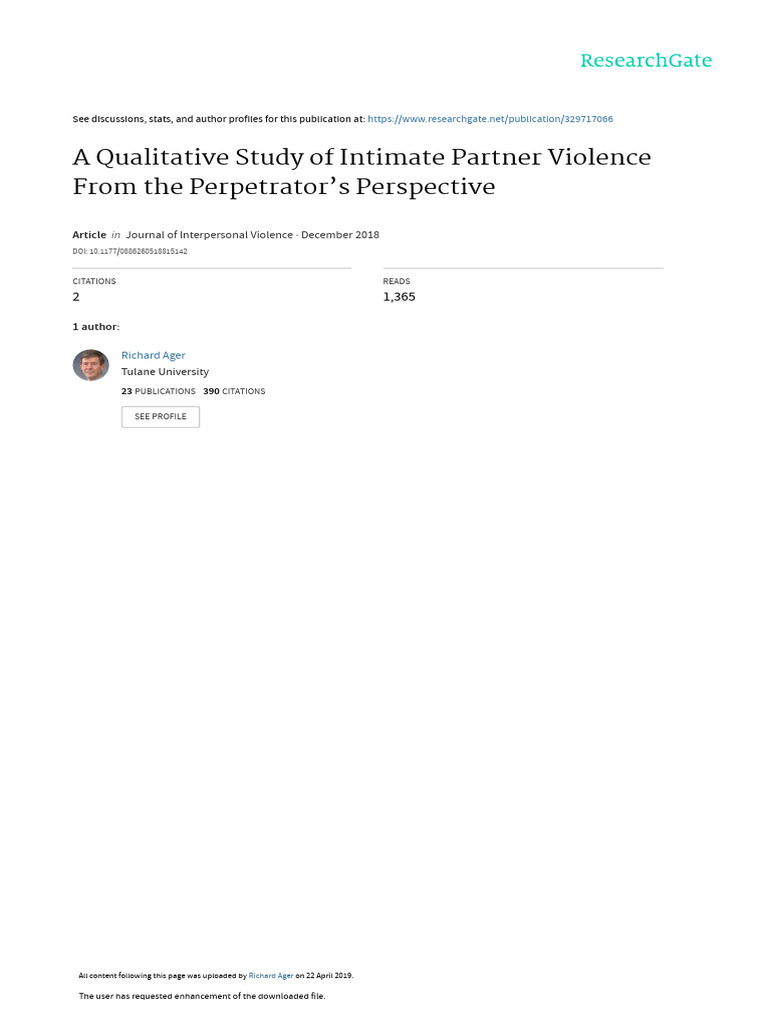 Ager Perpetrator Paper | PDF | Cognitive Behavioral Therapy | Violence