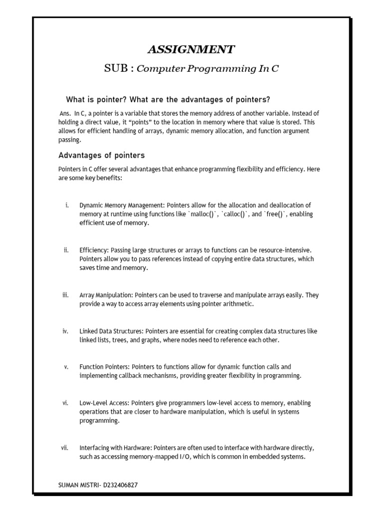 Assignment C Suman Mistri | PDF | Pointer (Computer Programming) | Parameter (Computer Programming)