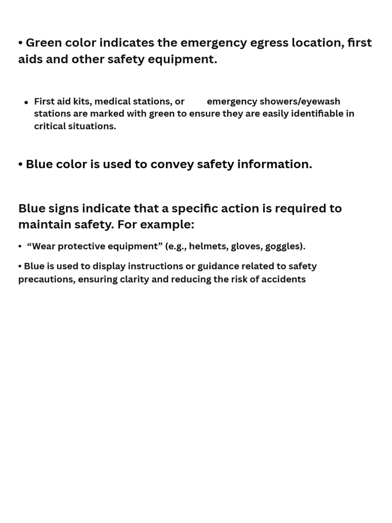 Green Color Indicates the Emergency Egress Location, First Aids and ...