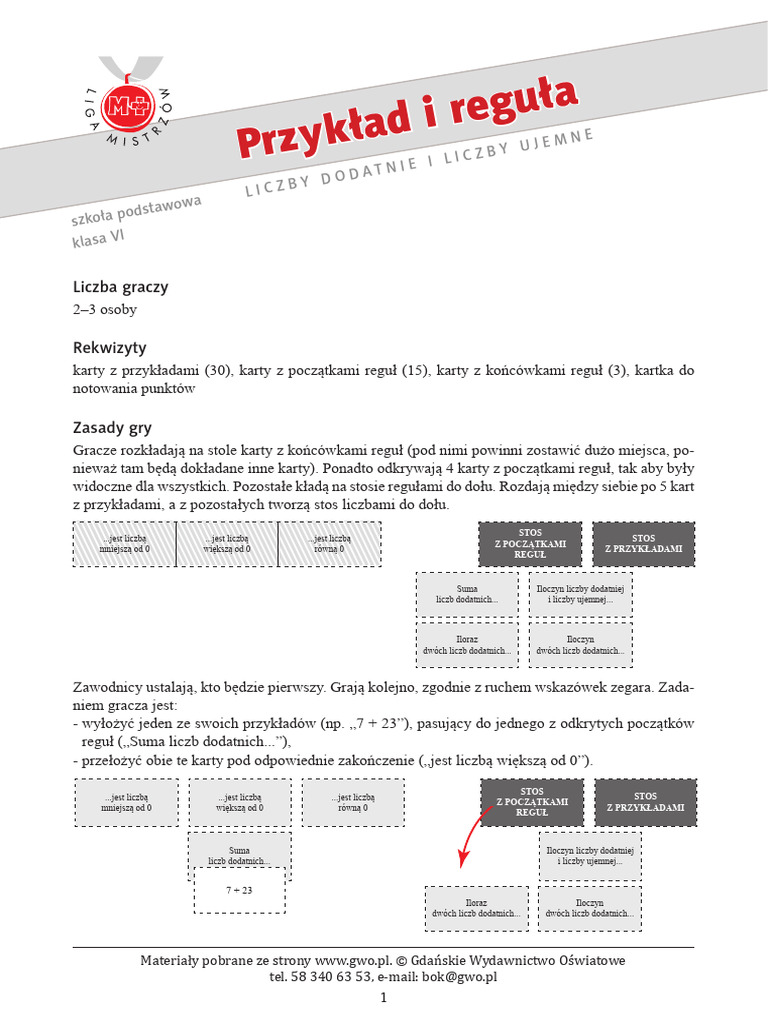 7 Klasa 6 Liczby Dodatnie I Liczby Ujemne Przyklad I Regula PDF | PDF