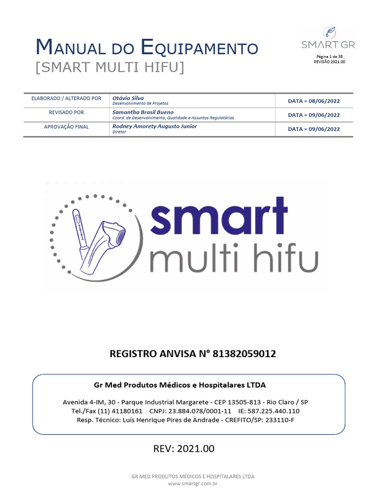 Ultrassom Micro e Macrofocado Smart Multi Hifu Smar | PDF | Nervo | Dor