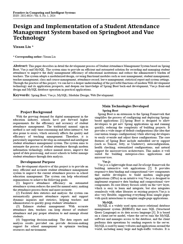 Design and Implementation of A Student Attendance | PDF | My Sql ...