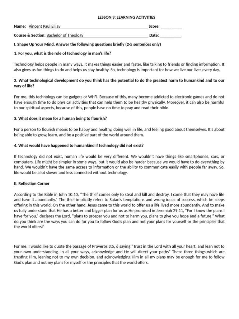 LESSON 1- STS Chapter 2 | PDF | Religious Belief And Doctrine