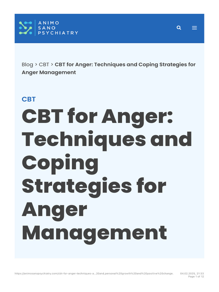 CBT For Anger - Techniques and Coping Strategies For Anger Management ...