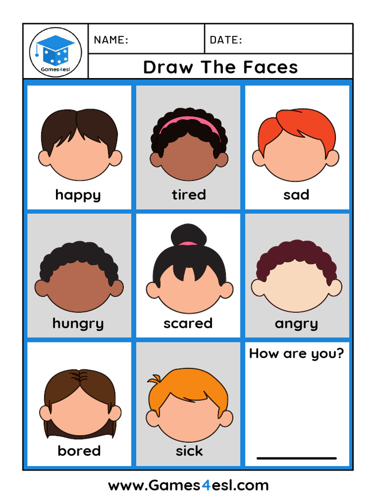 Feelings-Draw the Faces Worksheet | PDF