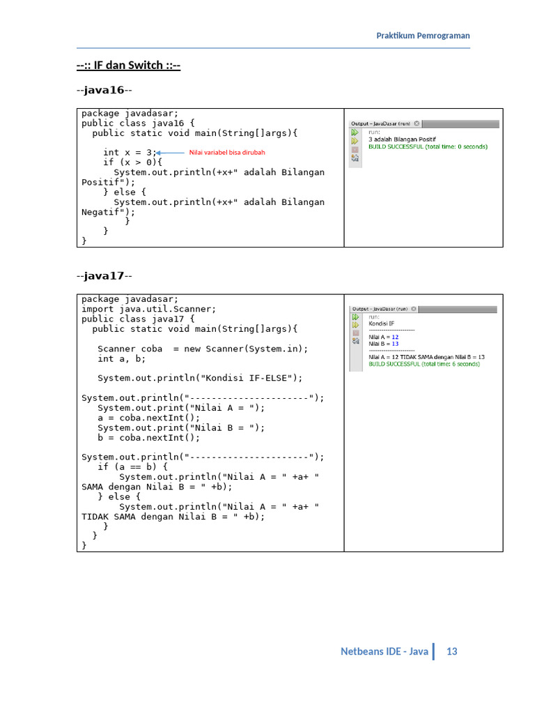 Latihan Java #4 | PDF | Object Oriented Programming | Control Flow