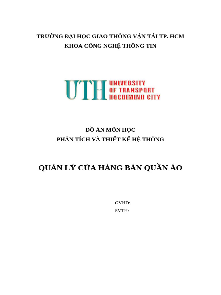 Quản lý cửa hàng bán quần áo - PTTKHT | PDF