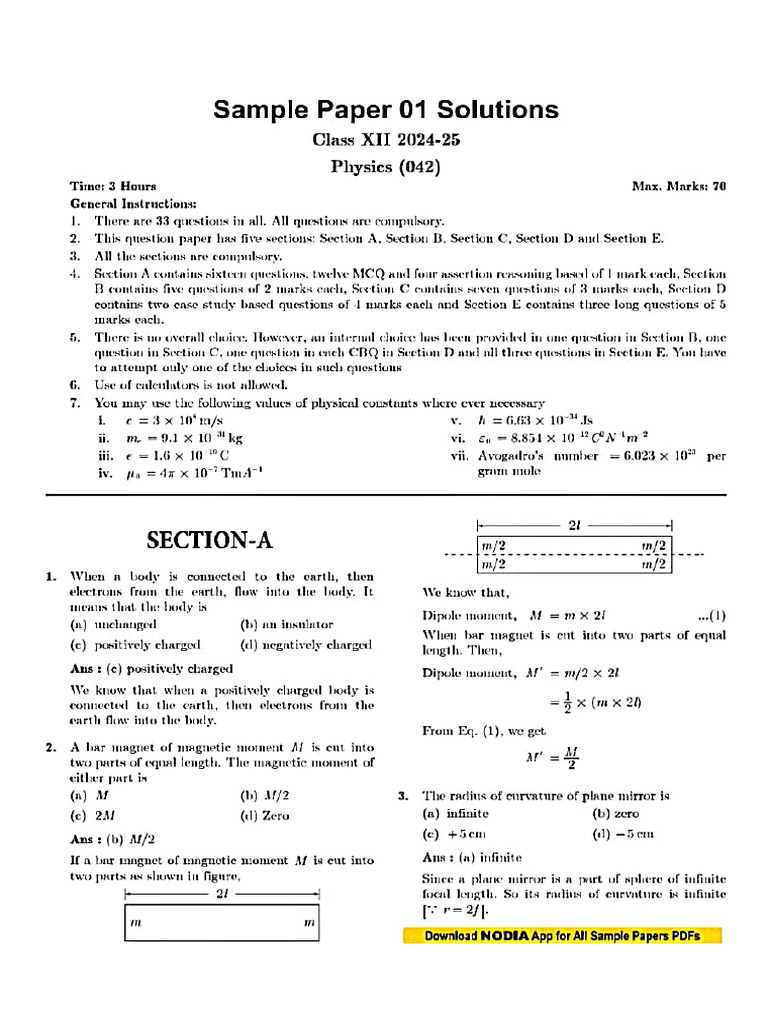 Sample Paper 1 | PDF