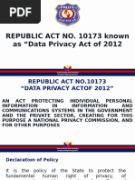 Ra No. 10173 - Data Privacy Act of 2012 | PDF