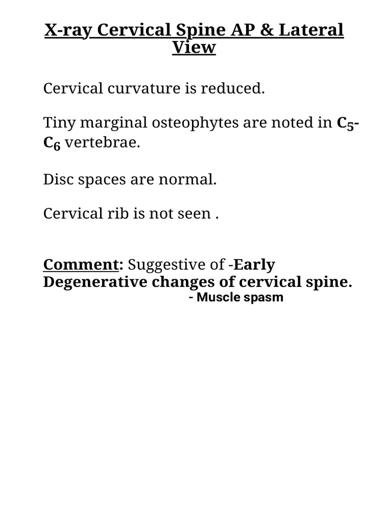 Early Degenerative Changes in Cervical Spine | PDF