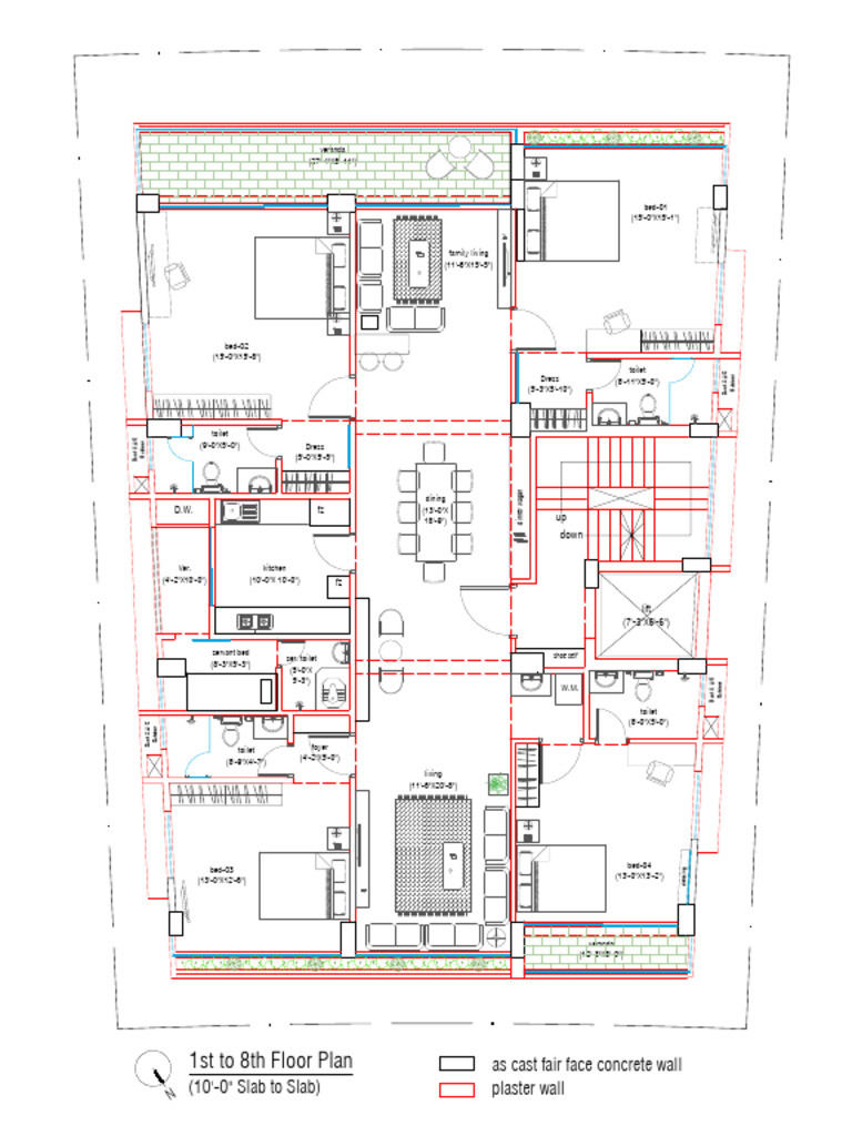 Trio (Sector-13, Road-501, Jolshiri)- 1st to 8th Floor Plan-1 | PDF