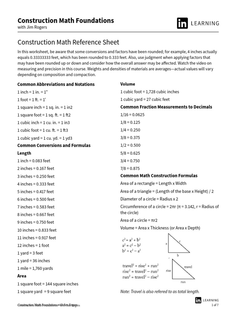 Construction Math Essentials | PDF | Foot (Unit) | Yard