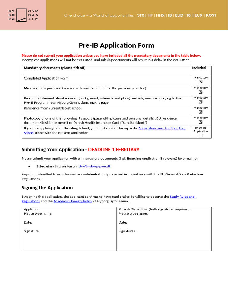 Application Form Pre Ib Programme 20241124 | PDF | Nordic Countries | European Economic Area