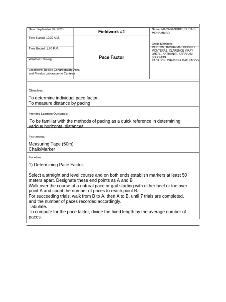 Determining Individual Pace Factor | PDF