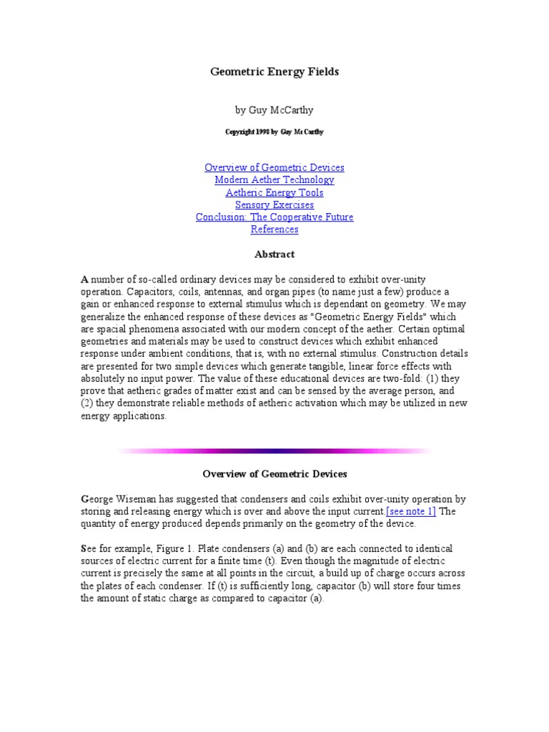 Geometric Energy Fields | PDF | Capacitor | Inductor