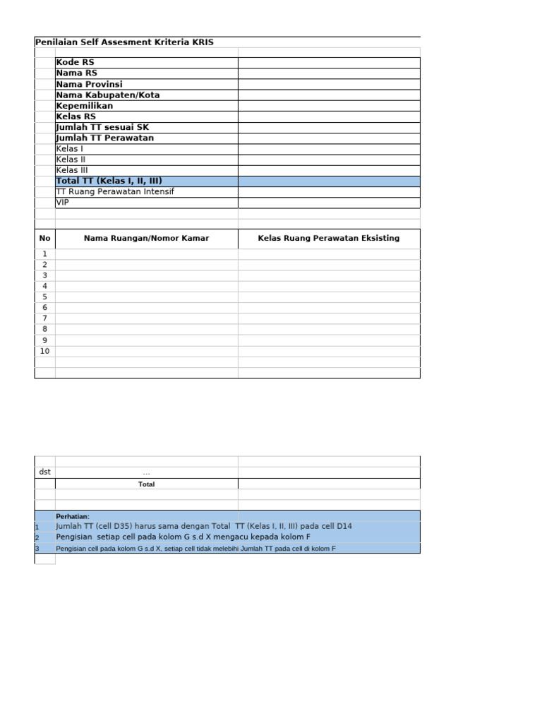 Lampiran Formulir Asesmen KRIS | PDF