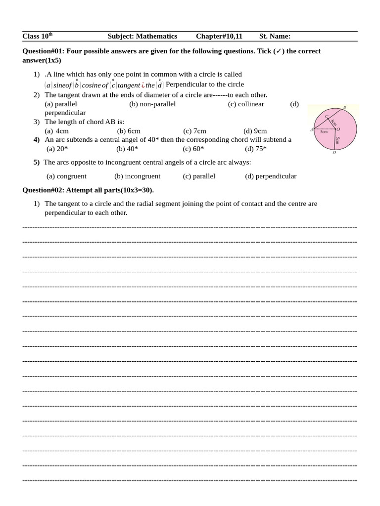 10 math 10,11 | PDF | Circle | Perpendicular
