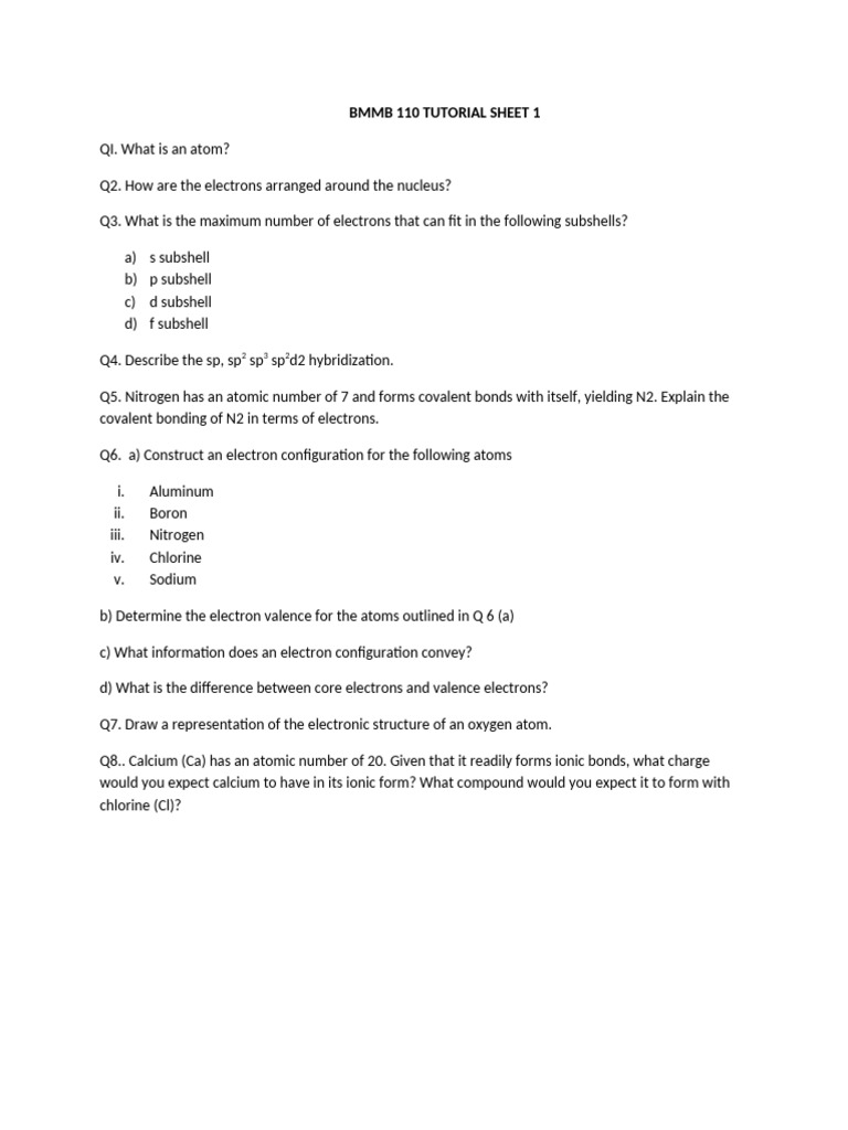 BMMB 110 Tutorial Sheet 1 - 114952 | PDF