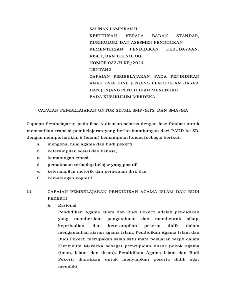 CP Sesuai Lampiran Keputusan Menteri Kls 1 | PDF