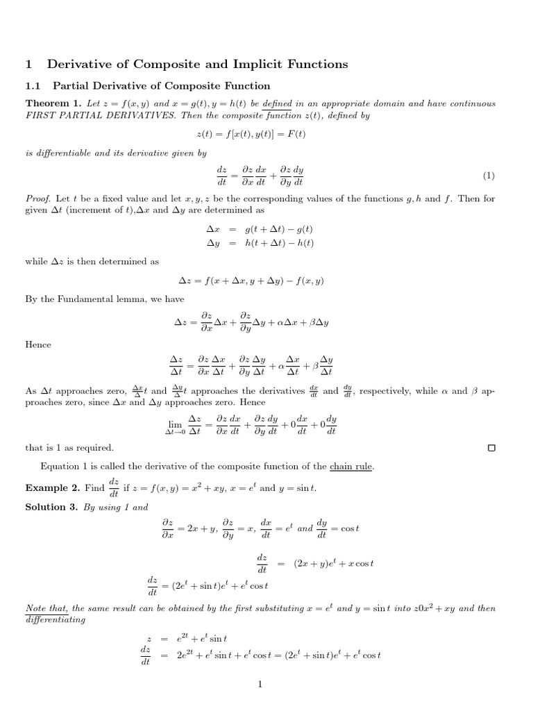 Partial-Derivative-of-Composite and Implicit Function | PDF | Derivative | Function (Mathematics)