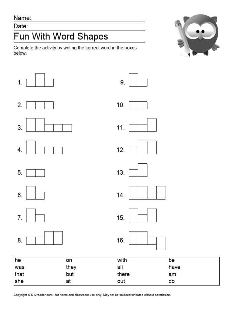 Dolch Primer Word Shapes | PDF