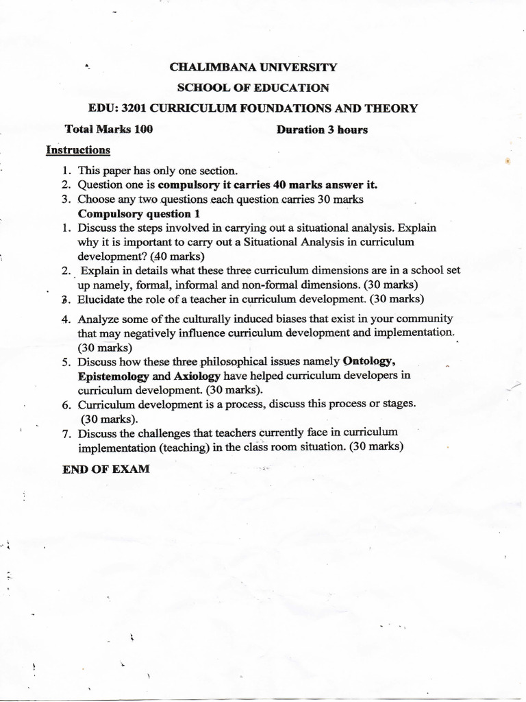 Curriculum Questions | PDF