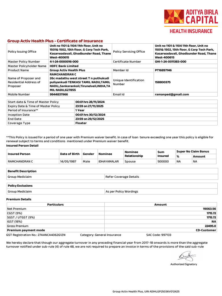 Ghi 1 24 0011383 000 - 20241231 | PDF | Insurance | Identity Document