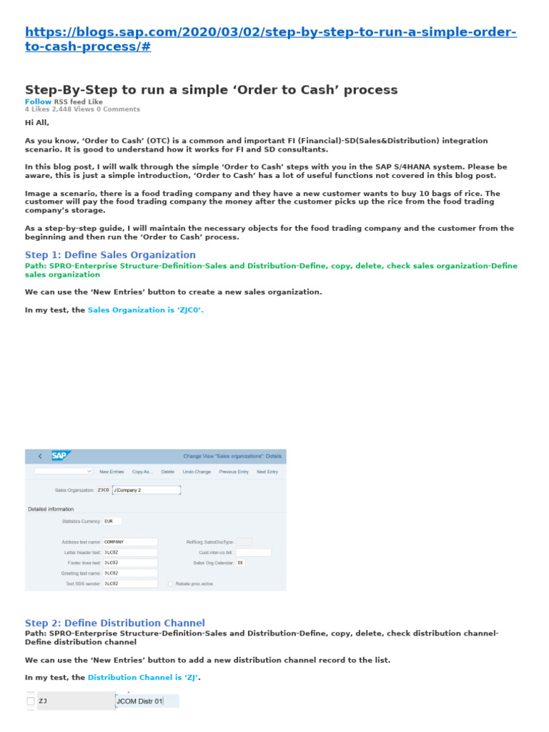 O2C Entire Process in SAP | PDF | Invoice | Business