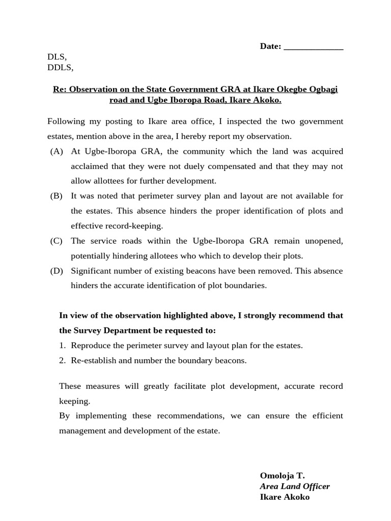 Issues in Ikare Akoko GRA Development | PDF