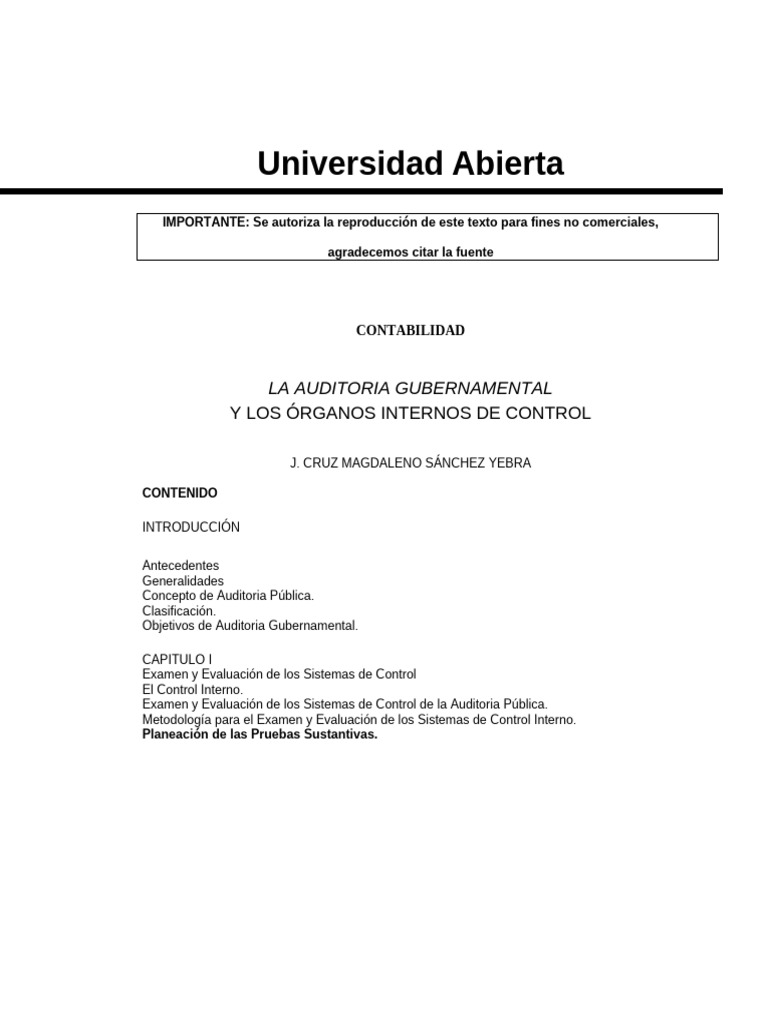 AUDITORIA Y CONTROL GUBERNAMENTAL | PDF | Auditoría | Planificación
