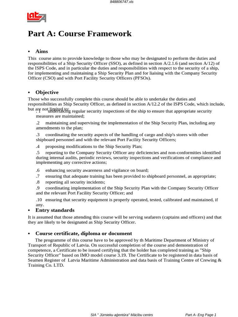 Ship Security Officer | PDF | Shipping | Water Transport