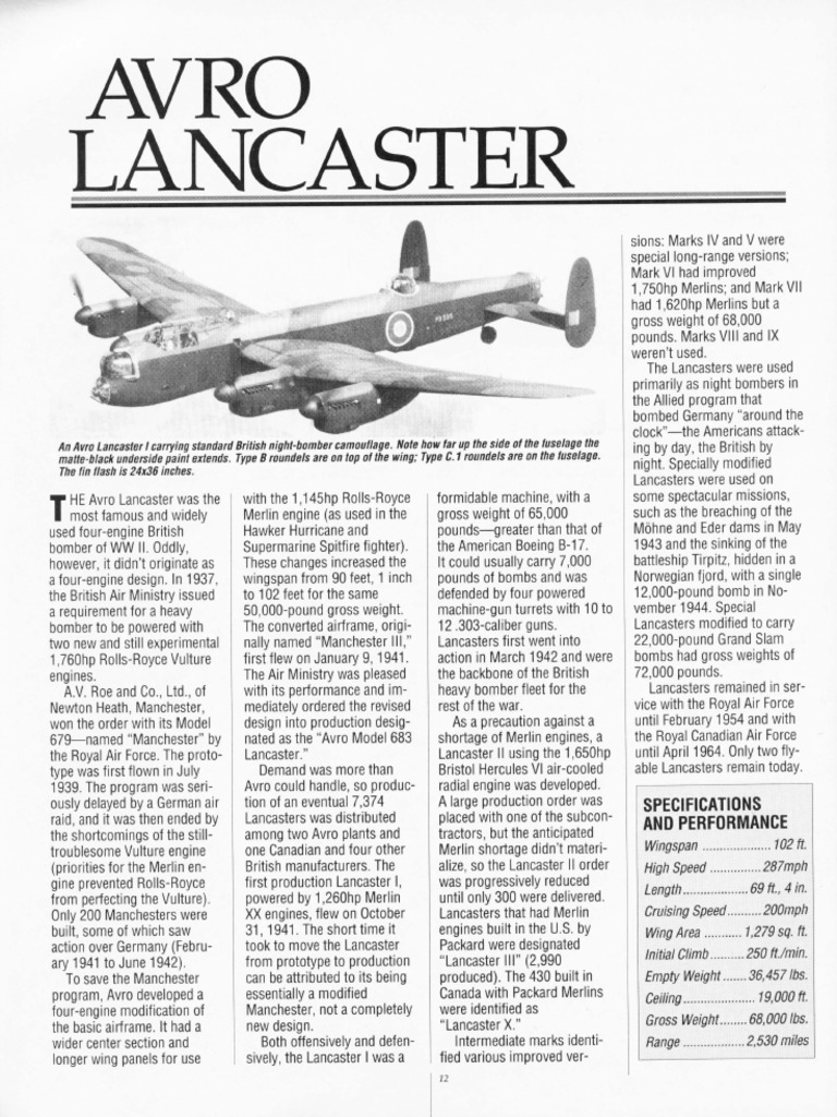 Scale Aircraft Drawings Vol. 2 01 - Avro Lancaster | PDF