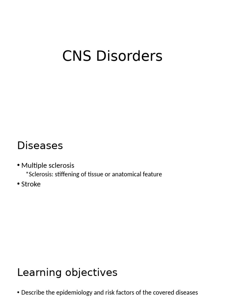 Lecture 13 - CNS II - Bernstein - Student | PDF | Multiple Sclerosis | Stroke