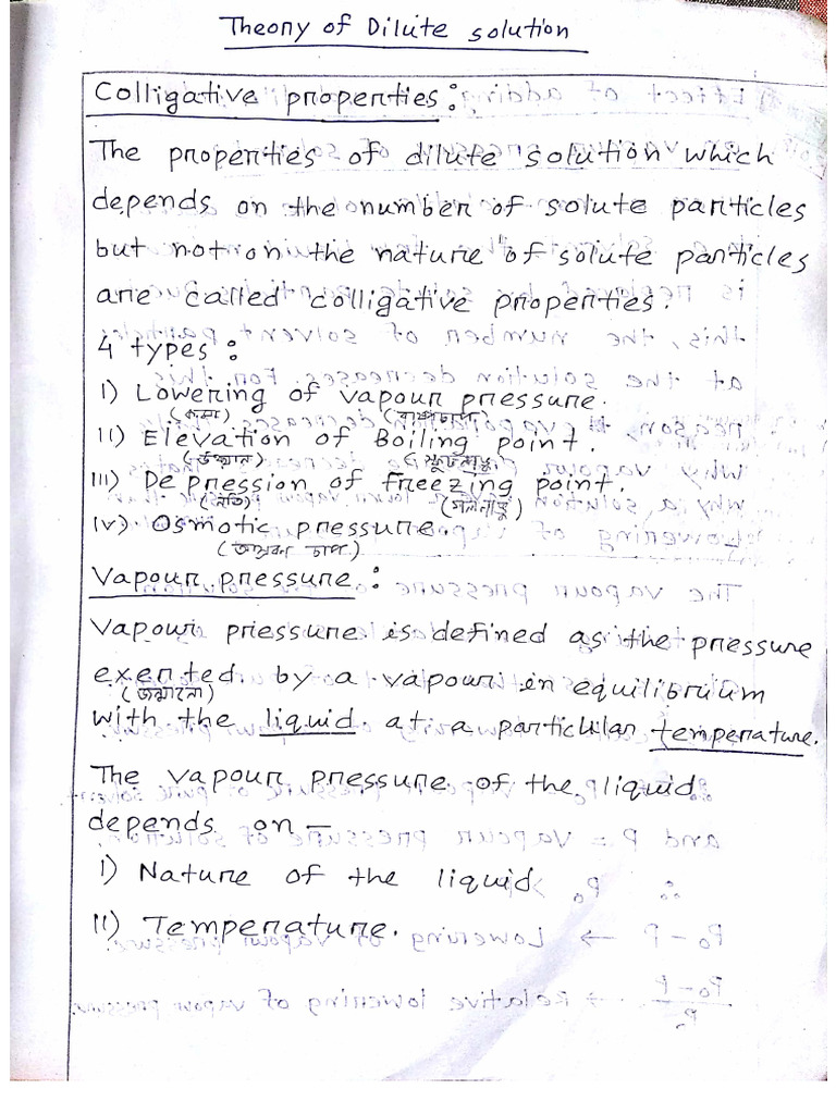 Chemistry-I_Theory of dilute solution Note | PDF