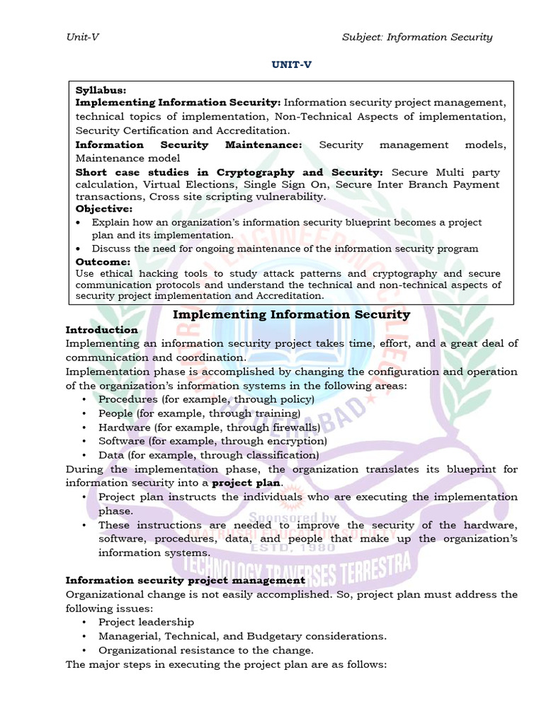 Information Security Project Implementation Guide | PDF | Information Security | Computer Security