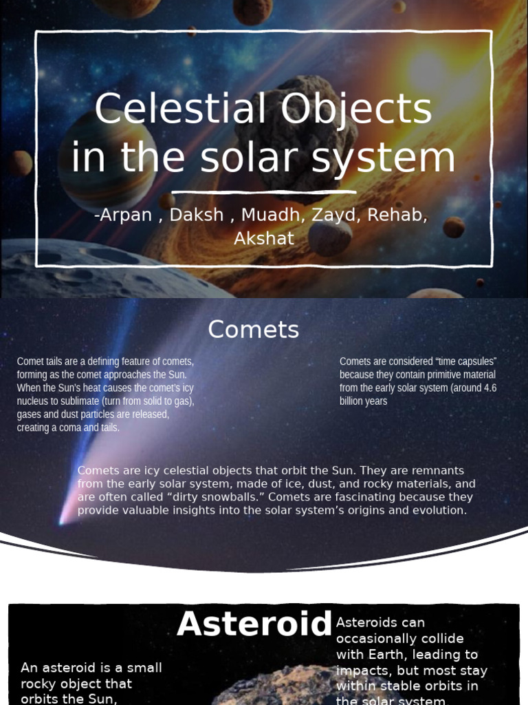 Celestial Objects in The Solar System | PDF | Meteoroid | Comet
